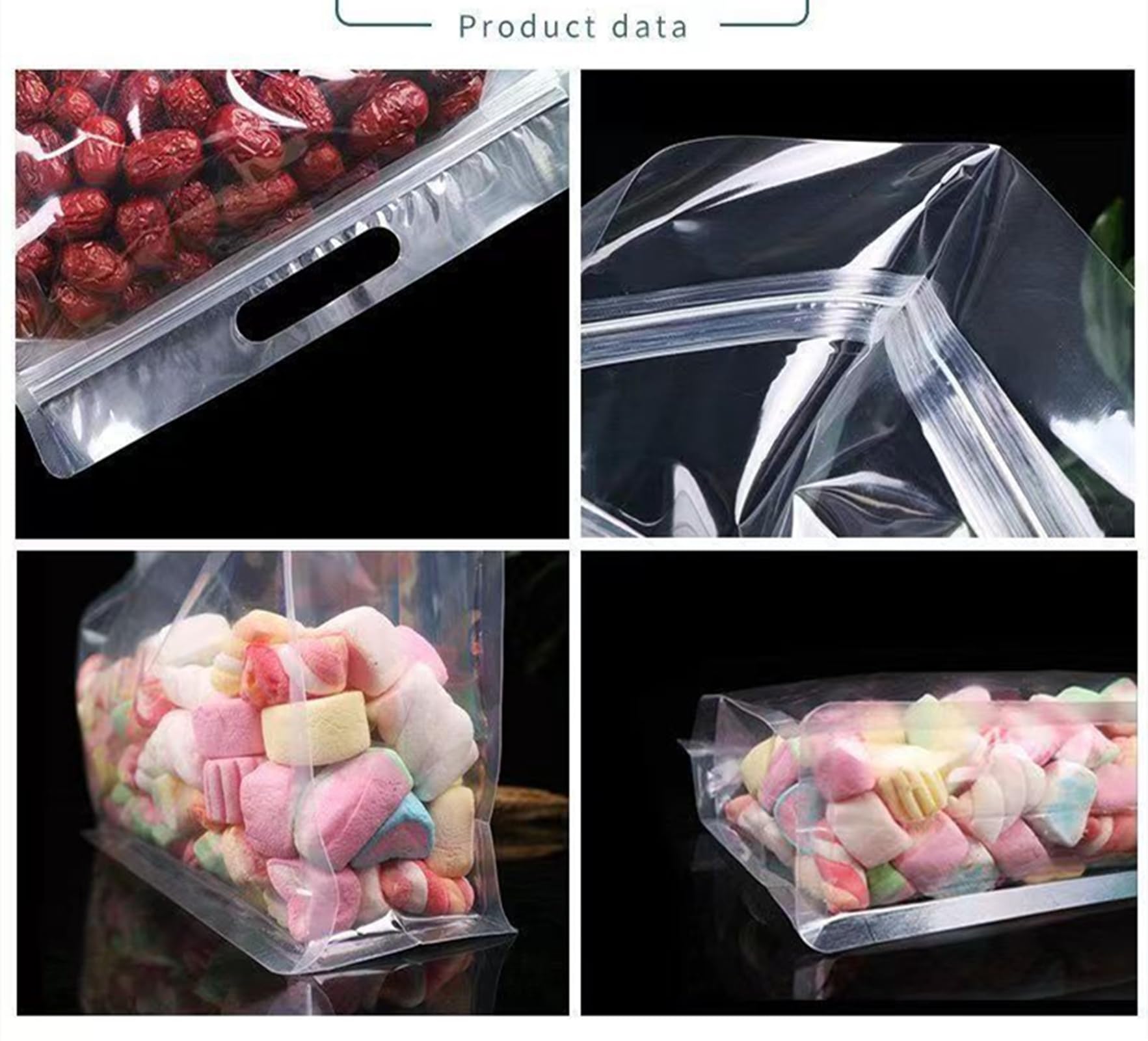 16Pack Transparent Plastic Flat Bottom Storage Bags with Carry Handle for Holding Food,Sealing Zipper Packaging Things Containers Convenient and Portable to Outing (11.02x8.27)