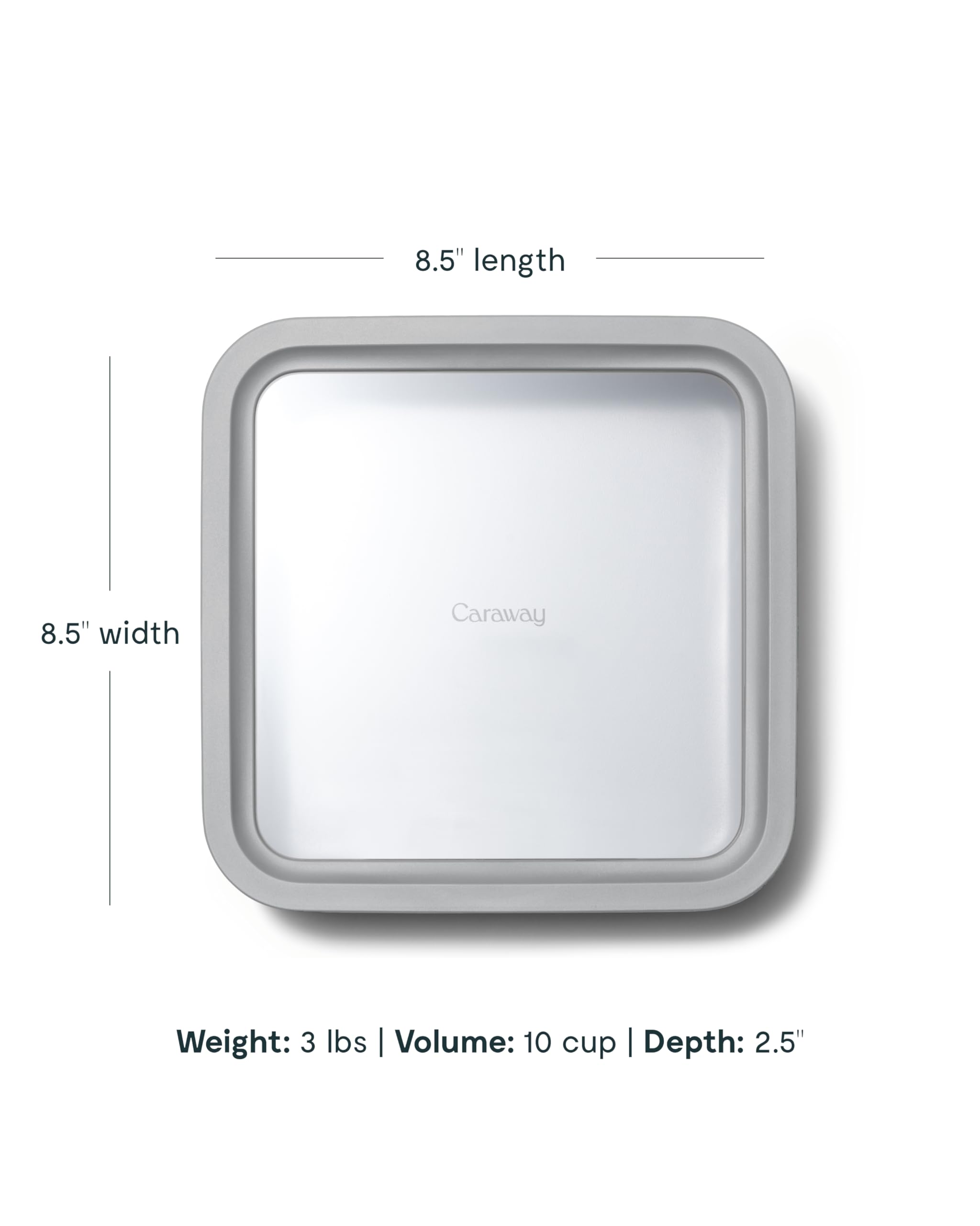 Caraway 2pc Glass Food Storage Set - 10 Cup Food Containers (2) - Ceramic Coated - Non Toxic, Non Stick Lunch Box with Lids. Dishwasher, Oven, & Microwave Safe - Gray