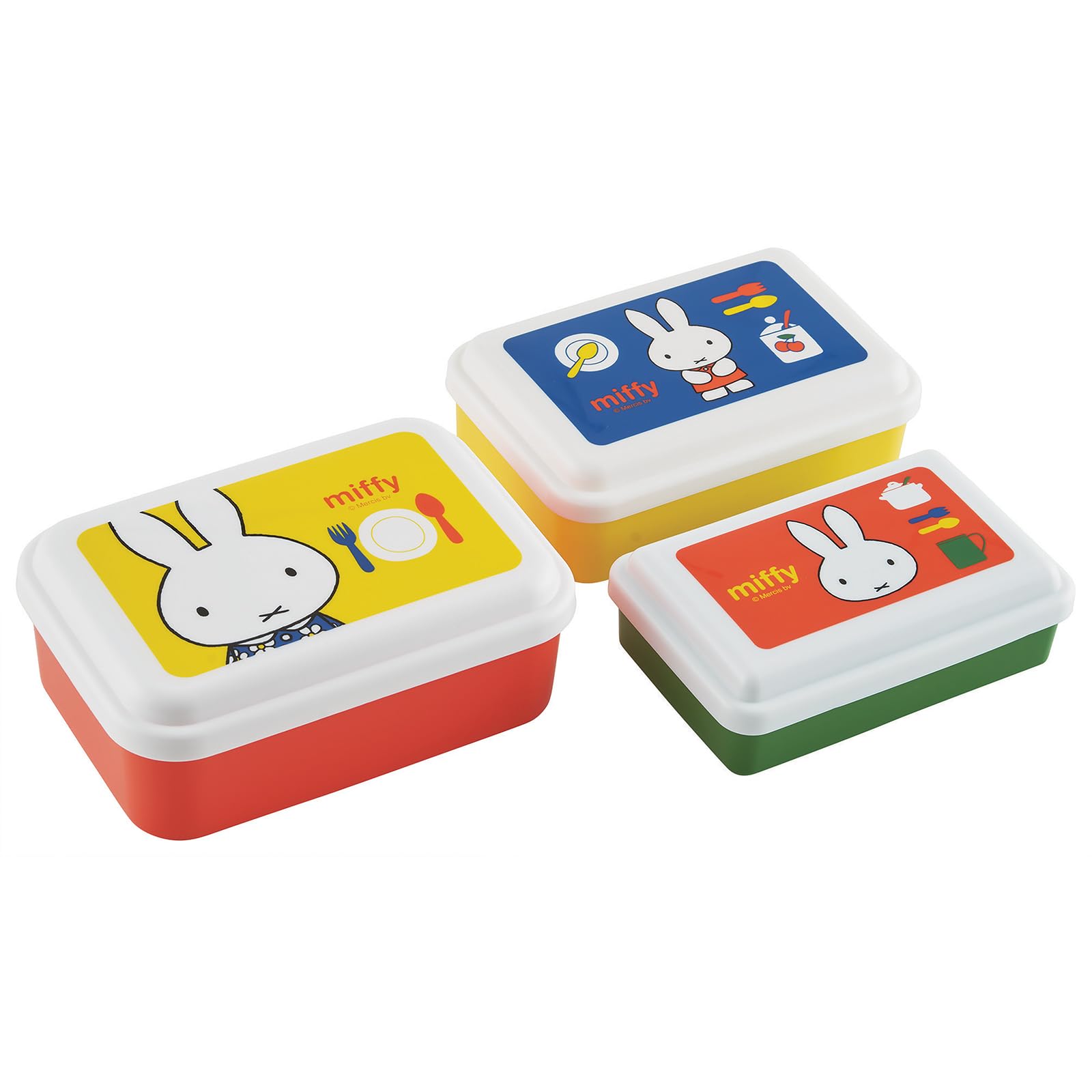 Skater Miffy Food Storage Container Set (3-Piece) - Miffy Design Bento Box, Lunch & Snack Containers, Reusable Food Organize