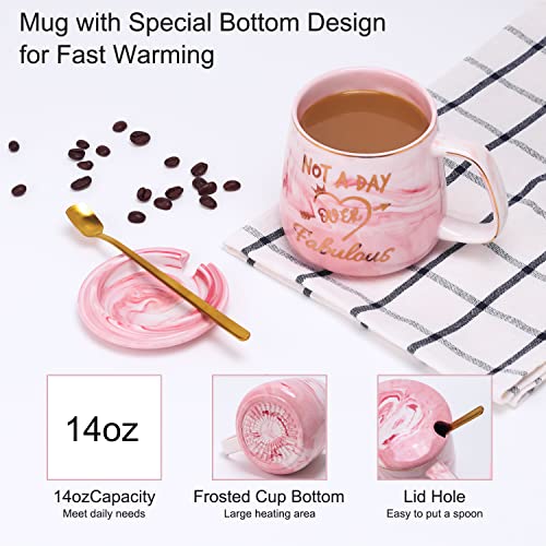 Coffee Mug Warmer & Not A Day Mug Set, Electric Cup Warmer for Desk Office Home, Beverage Warmer with 2 Temperature Setting, 8-Hours Auto Shut Off, Best Birthday Gift Ideas for Women