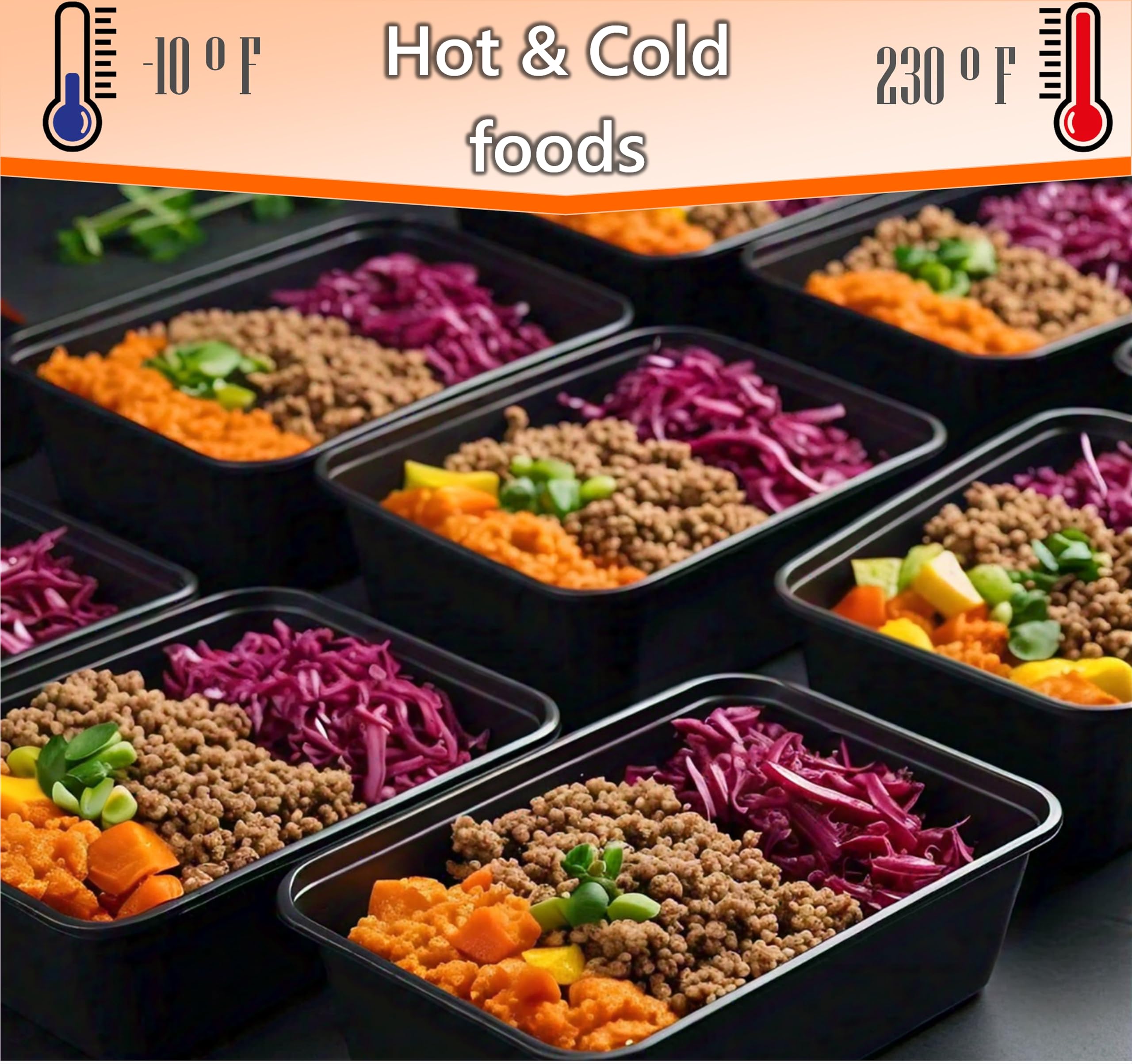 Mr Miracle Meal Prep Containers with Lids - 50 Pack, 24 Oz Take Out Containers With Lids - Leakproof, Microwave & Freezer Safe Disposable Food Containers for Meal Planning & Storage