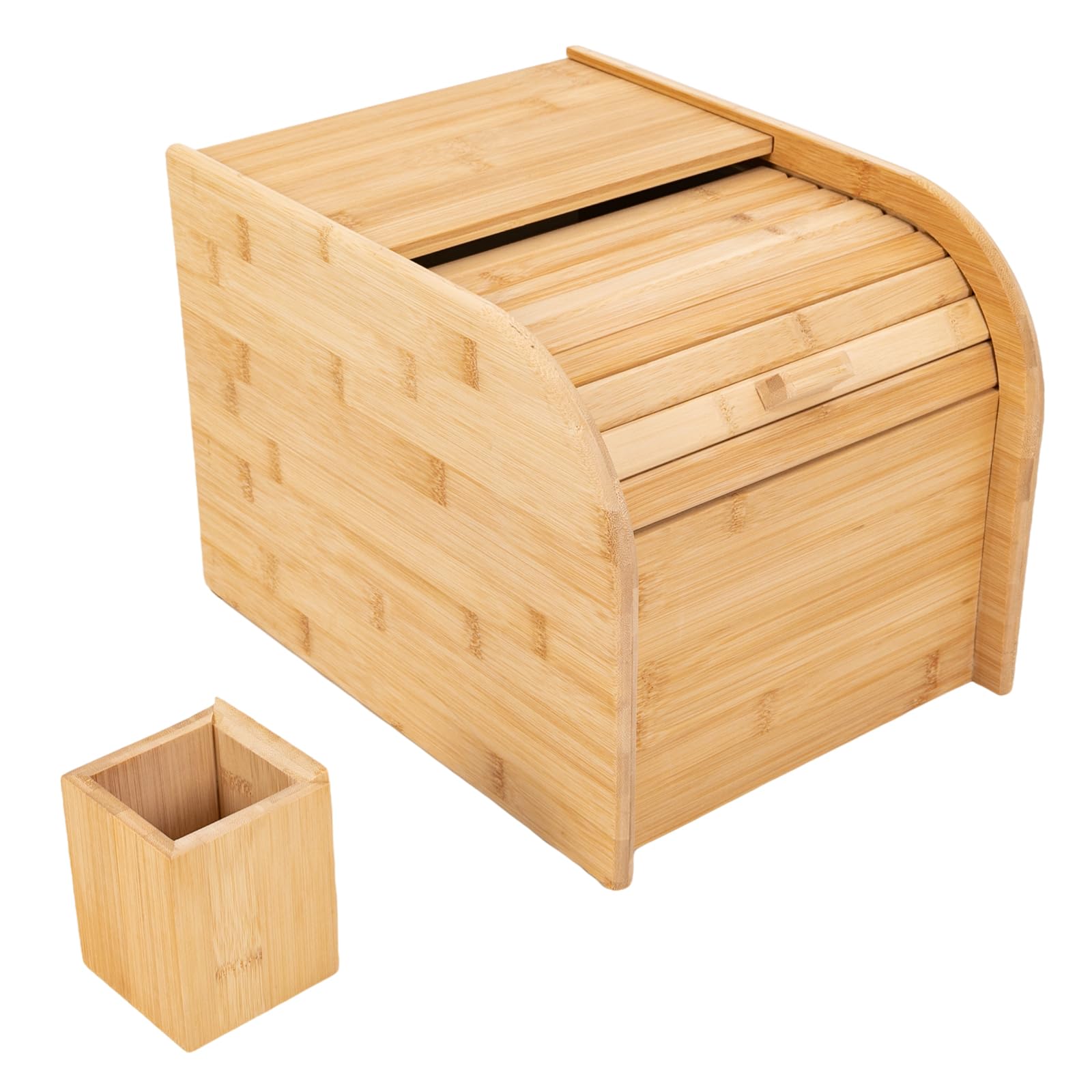 KONKENIE 10kg/22lbs Bamboo Rice Storage Container Wooden Cereal Grain Soybean Flour Storage Dispenser Rice Container Box with Sliding Lid & Measuring Cup for Home Kitchen Restaurant (22Lbs)