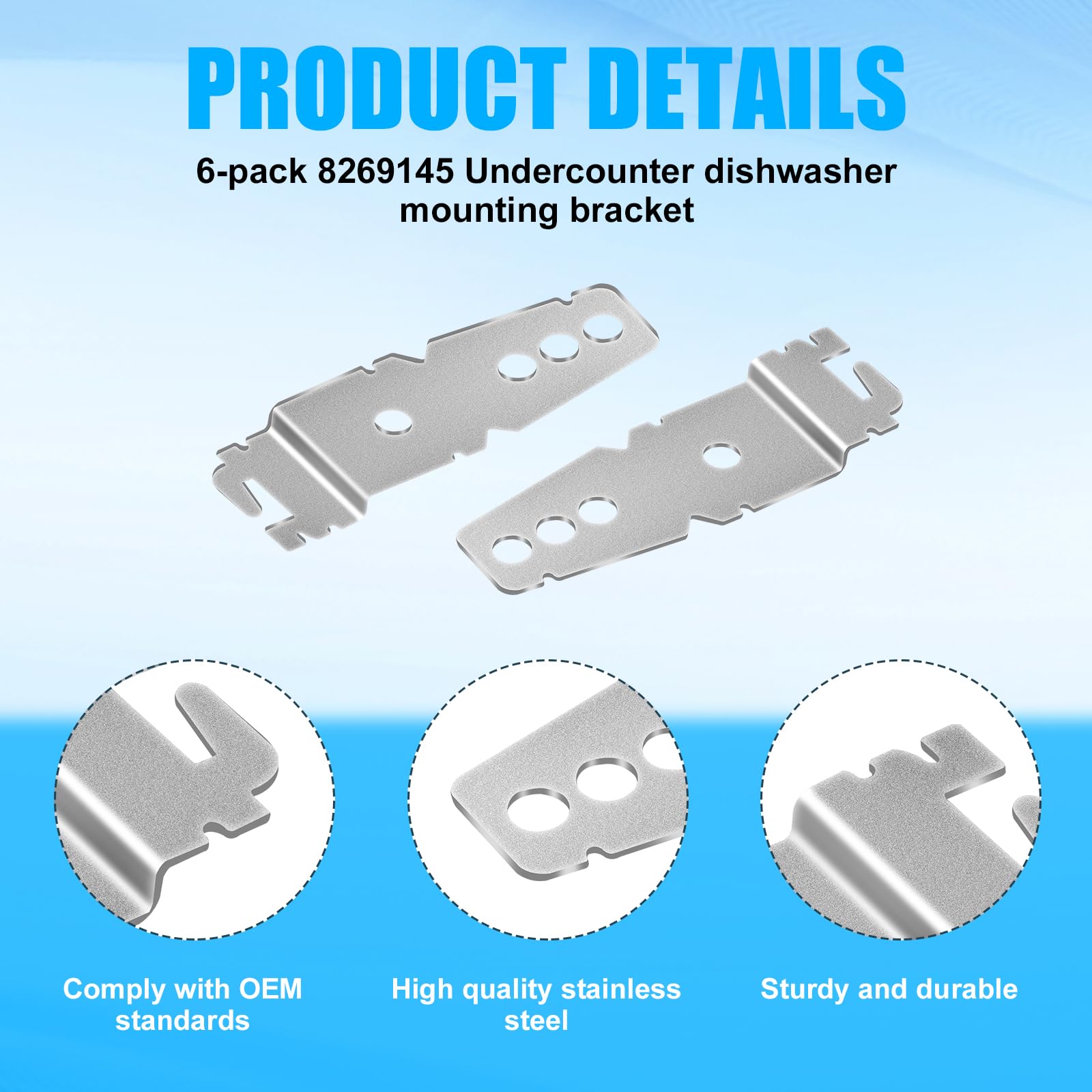 6pcs 8269145 Dishwasher Mounting Bracket with Screws, Undecounter Dishwasher Replacement Part Dishwasher Side Mount Clips Dishwasher Installation Kit Dishwasher Holder for GE LG Samsung