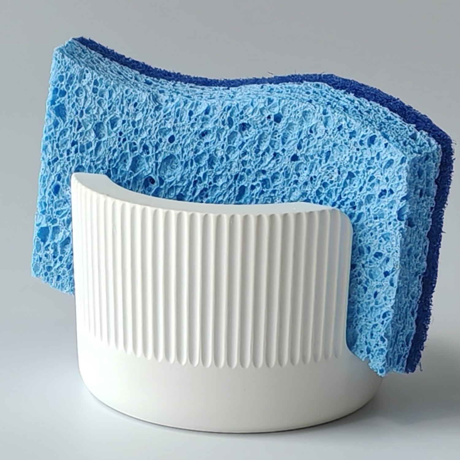 BekPooQ Ultra Absorbent Stone Sponge Holder for Kitchen Sink, 1 Slot Diatomite Kitchen Sink Sponge Holder, Quick Dry Kitchen Sponge Holder for Sink, Diatomaceous Earth Dish Sponge Holder, Small, White