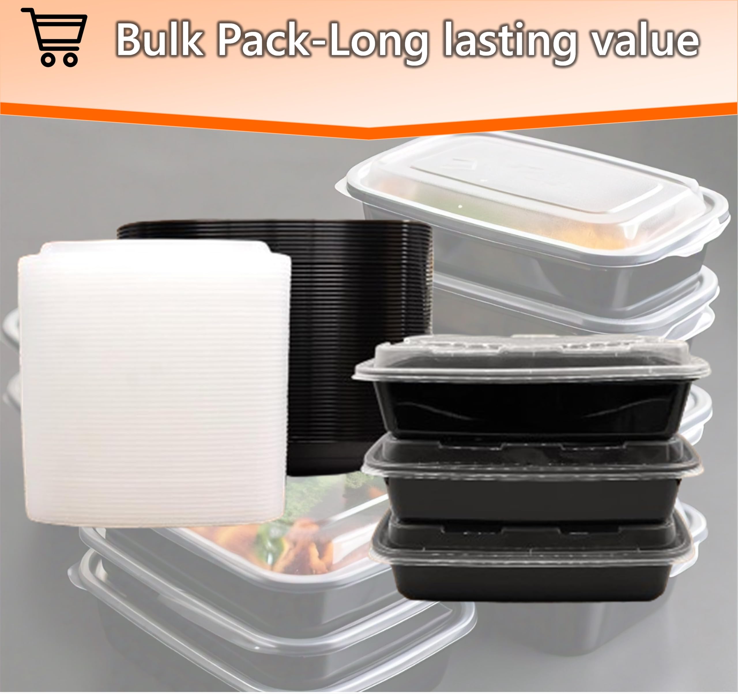 Mr Miracle Meal Prep Containers with Lids - 50 Pack, 24 Oz Take Out Containers With Lids - Leakproof, Microwave & Freezer Safe Disposable Food Containers for Meal Planning & Storage