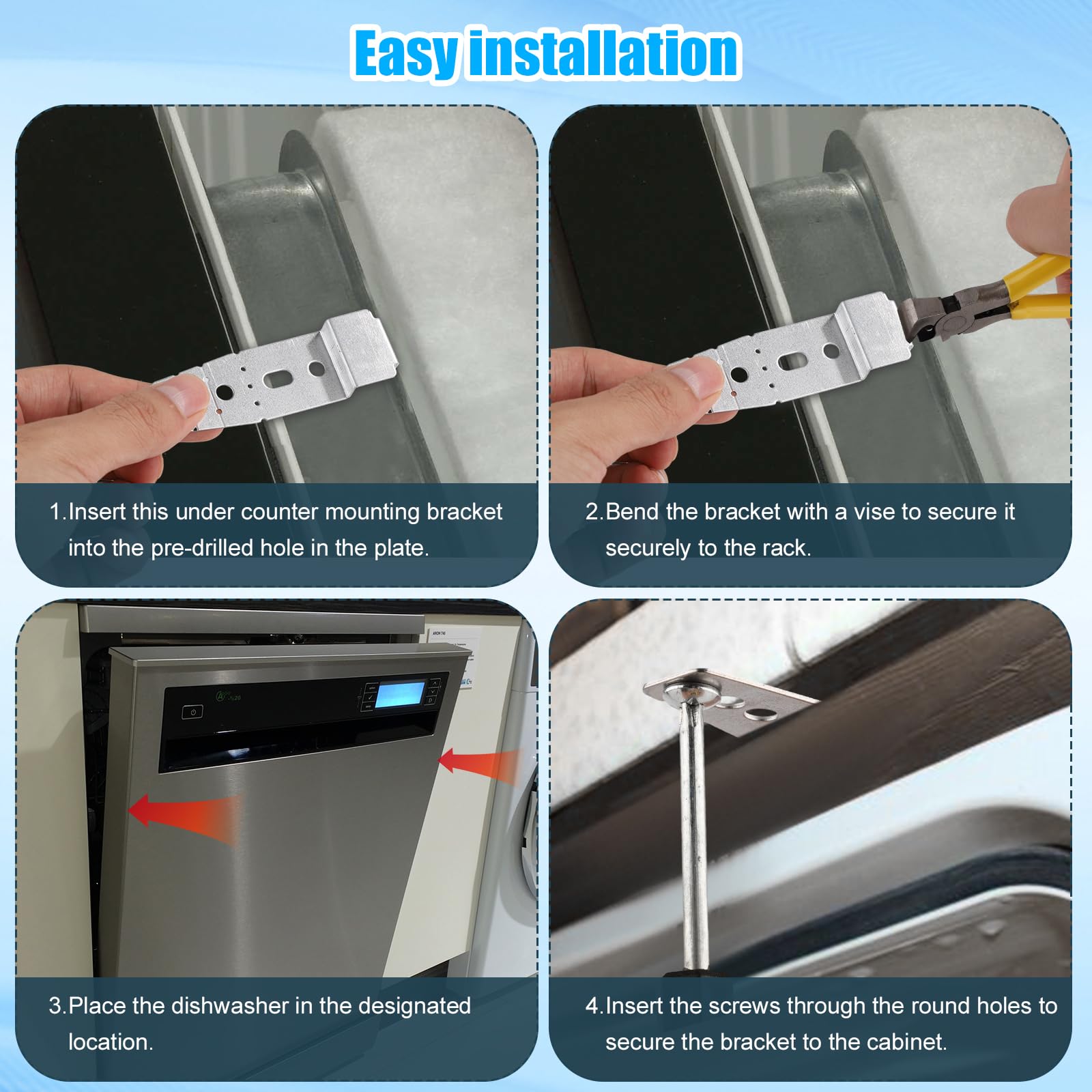 6pcs 8269145 Dishwasher Mounting Bracket with Screws, Undecounter Dishwasher Replacement Part Dishwasher Side Mount Clips Dishwasher Installation Kit Dishwasher Holder for GE LG Samsung