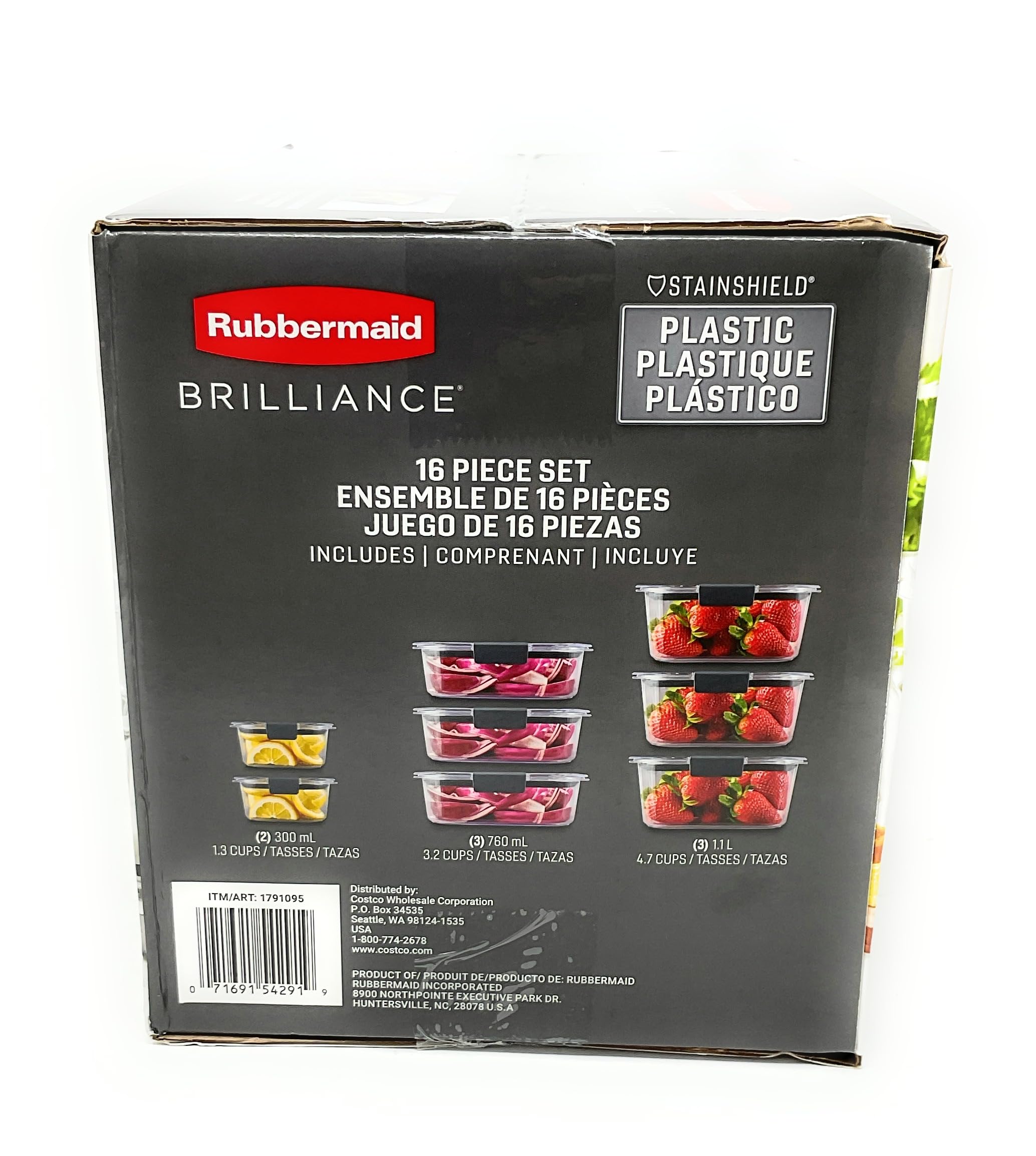 Rubbermaid Brilliance Food Storage Containers with Lids - 16 Piece Set