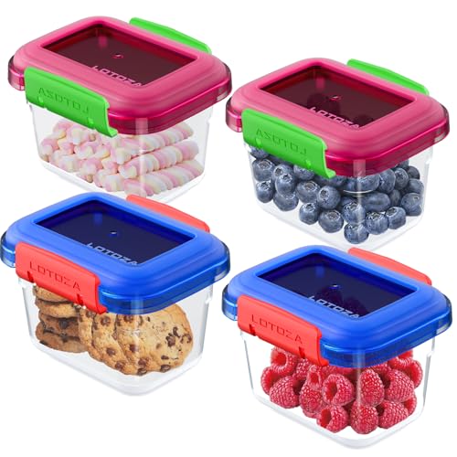 12oz Small Food Storage Containers with Lids Airtight BPA Free To Go Fruit BPA Free for Chia Jam Snack Yogurt 4 SETS 1.5Cup