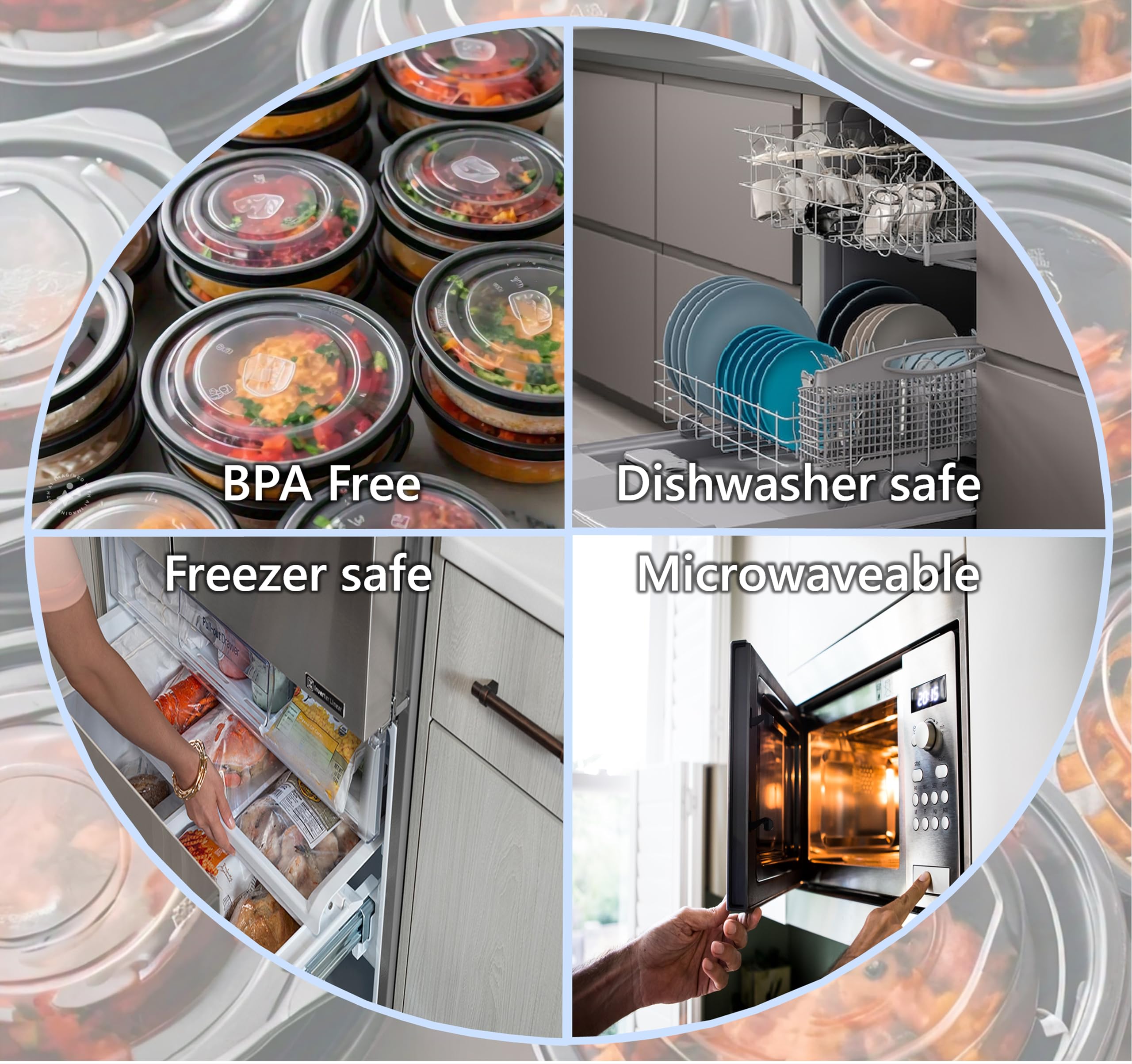 Mr Miracle Meal Prep Containers with Lids - 50 Pack, 24 Oz Take Out Containers With Lids - Leakproof, Microwave & Freezer Safe Disposable Food Containers for Meal Planning & Storage