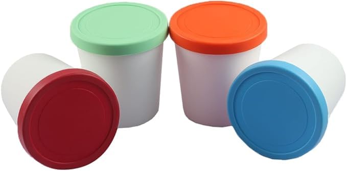 INANNING Modern and Sleek Ice Cream Containers (4 Pcs) - Reusable, Leak Resistant, Freezer & Microwave Safe