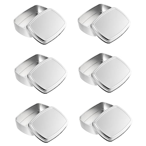 CORHAD 6pcs Square Shaped Aluminum Soap Box Food Grade Metal Storage Can Rectangular Candy Tins for Home Travel