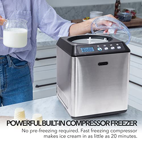 Whynter ICM-201SB 2.1 Quart Capacity Upright Automatic Compressor Ice Cream Maker with Stainless Steel Bowl in Black