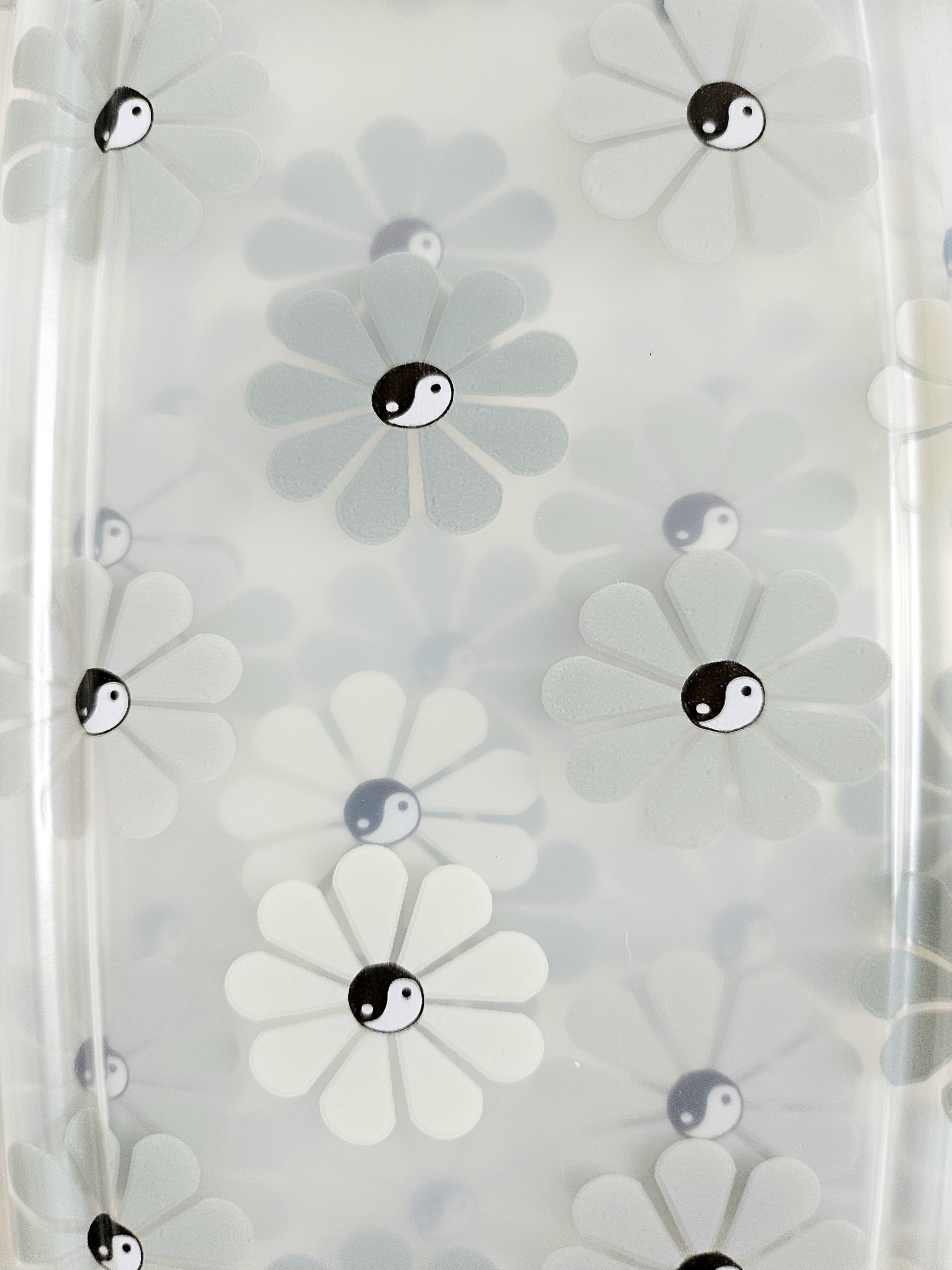 Generic Floral YinYang Symbol Design Plastic Food Storage Containers, Set of 6 BPA Free Containers with Lids. 9 inches by 6 inches by 2 inches.