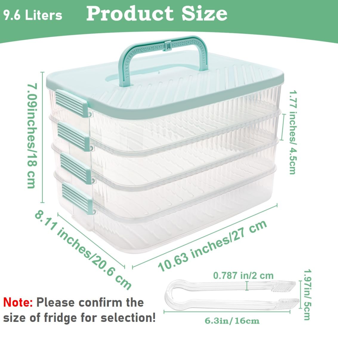 Food Storage Containers, Deli Meat Container for Fridge with Tong Cookie Containers with Lids Airtight Dumplings Freezer Containers for Deli Meat, Seafood, Dumplings, Cheese and Cookies (4 layer)