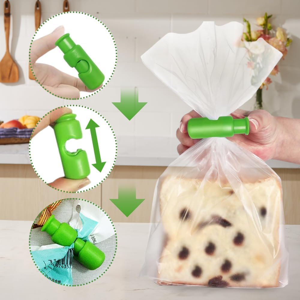 AOEMSMEISN Bread Bag Clips, Upgrade Squeeze and Lock Chips, Reusable Grocery Bag Clips (Red, 12pcs)