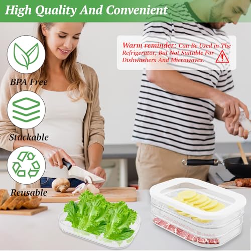 Feunu Deli Meat Container for Fridge, 3pcs BPA-Free Rectangular Lidded Box with Flip Top Lid, 18.6oz Each, 5x6 inches