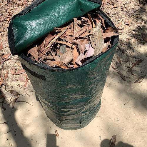 Garden Compost Bag, Outdoor Compost, Reusable Garden Waste Bag with Lid, Collapsible Leaf Lawn Bags (2 Pack 15 Gallon/34 Gallon Multifunction Gardening Container) Green