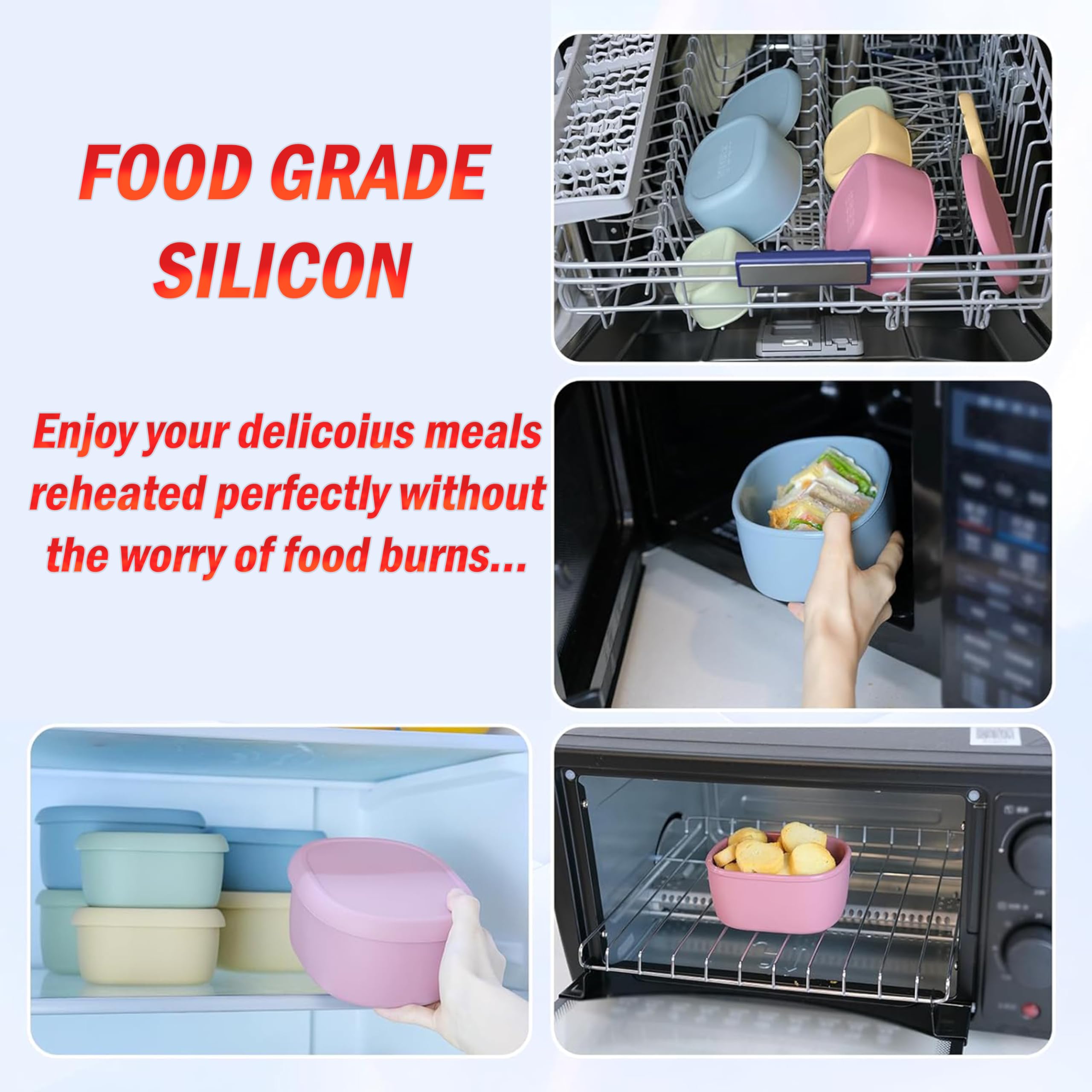 Nesting Silicon Storage Containers with Lids β Set of 3 Nesting food storage containers, Food Reusable Meal Prep, Airtight, Dishwasher and Freezer Safe (90g, 155g, 257g) Pink