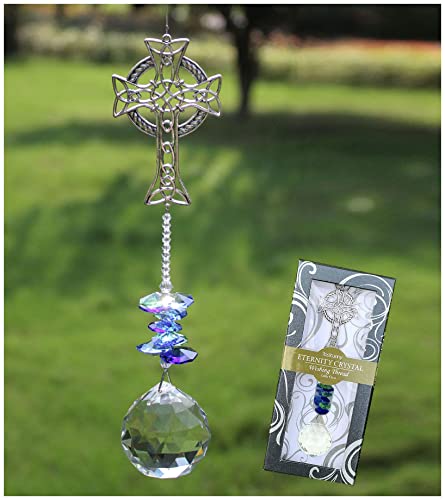 Rosleanny Celtic Cross Hanging Decor Christmas Ornaments Crystals Prisms Sun Catcher for Window Garden Decor Yard Decor Patio Decor Birthday Gifts for Friend & Family