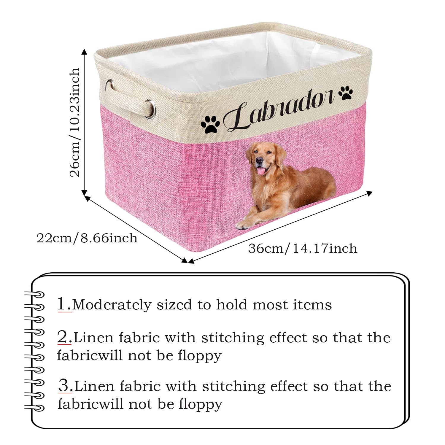 generic Custom Pet Toy Organizer Personalized Pet Folding Storage Basket Stores Dog Toys Dog Blankets & Clothes (dark brown)…