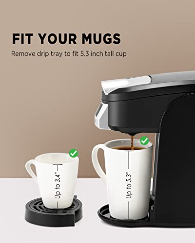CHULUX Upgrade Single Serve Coffee Maker, 12oz Fast Brewing Machine Brewer Compatible With Pods & Reusable Filter, Auto Shut-Off, One Button Operation, for Hotel, Office, or Travel