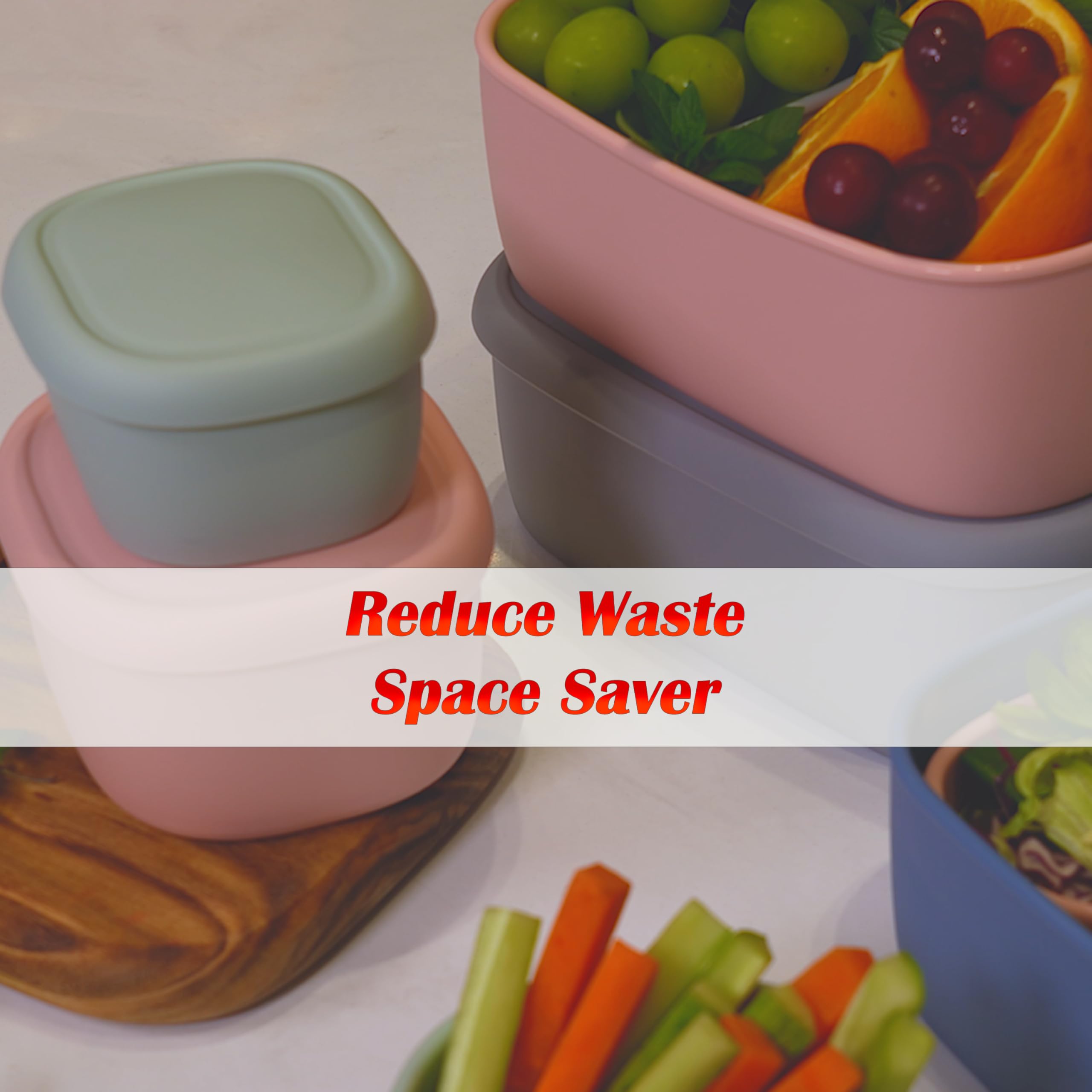 Nesting Silicon Storage Containers with Lids β Set of 3 Nesting food storage containers, Food Reusable Meal Prep, Airtight, Dishwasher and Freezer Safe (90g, 155g, 257g) Pink