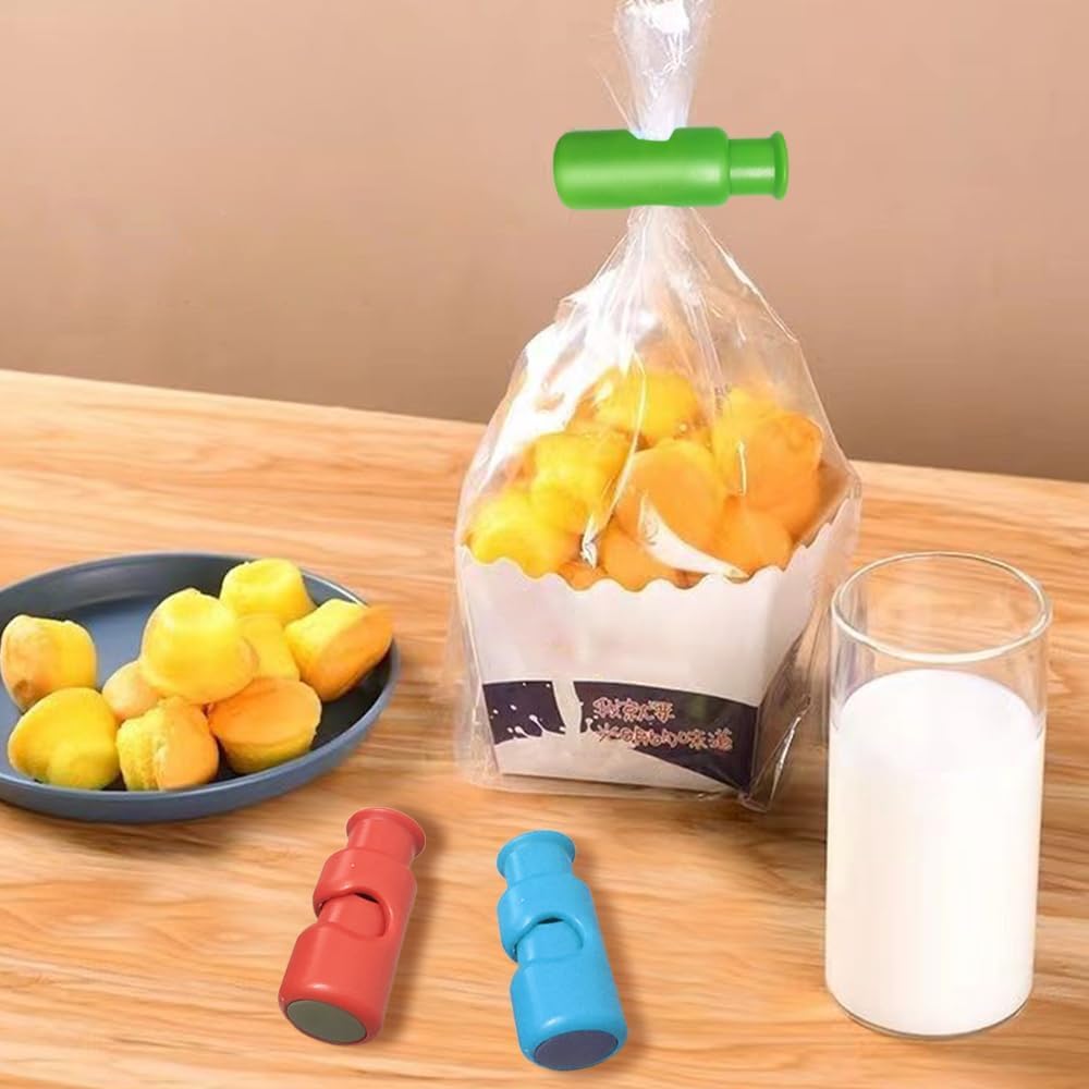 AOEMSMEISN Bread Bag Clips, Upgrade Squeeze and Lock Chips, Reusable Grocery Bag Clips (Red, 12pcs)
