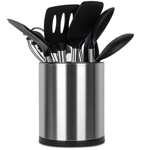 Haiyouneer Kitchen Utensil Holder for Countertop 360° Rotating Utensil Caddy Extra Large Utensil Crock Cooking Utensil Holder for Kitchen Counter