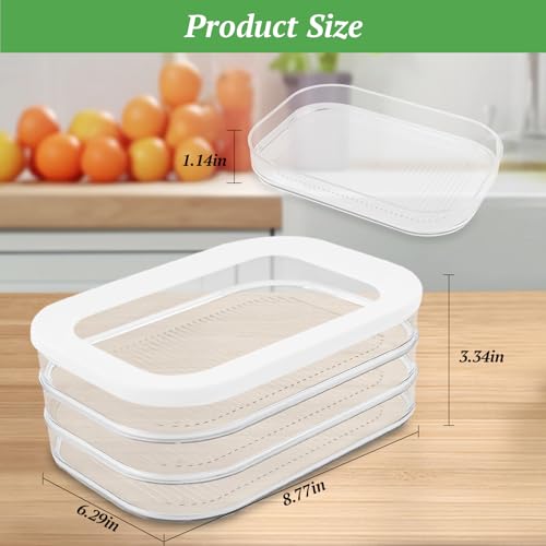 Feunu Deli Meat Container for Fridge, 3pcs BPA-Free Rectangular Lidded Box with Flip Top Lid, 18.6oz Each, 5x6 inches