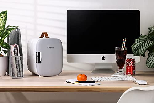 Subcold Pro4 Luxury Mini Fridge Cooler 4 Litre / 6 Cans AC & Exclusive USB ECO Power Option | Portable Small Refrigerator For The Office, Bedroom, Car, Travel, Skincare & Cosmetic (Gray)