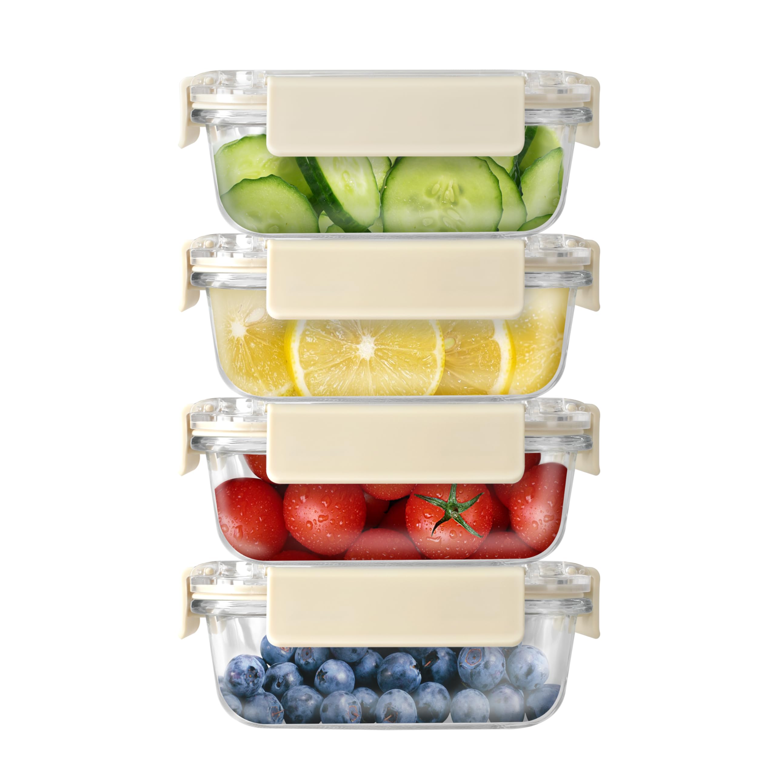 YSSOA Food Meal Prep Containers with Exclusive Glass Lids, Glass Storage Containers with Lids, BPA-Free, Glass Lunch Boxes for Lunch, Pantry Organizers and Storage, Freezer to Oven Safe, Leak Proof