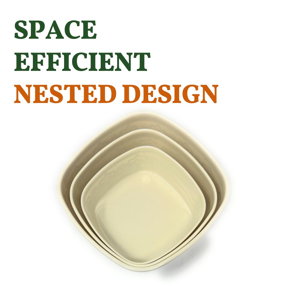 GODAGE 6-Piece Melamine Food Storage Containers with Airtight Lids, Nesting Bowl Set, Stackable & Unbreakable, BPA-Free, Dishwasher & Freezer Safe (Square)