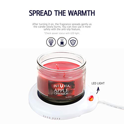Eutuxia Mug Warmer for Home & Office. Great for Warming Up Cups, Coffee Mugs, Wax, and Beverages on Desks, Tables & Countertops. Electric Heated Plate Warms Quickly. Enjoy Hot Drinks on Cold Days.