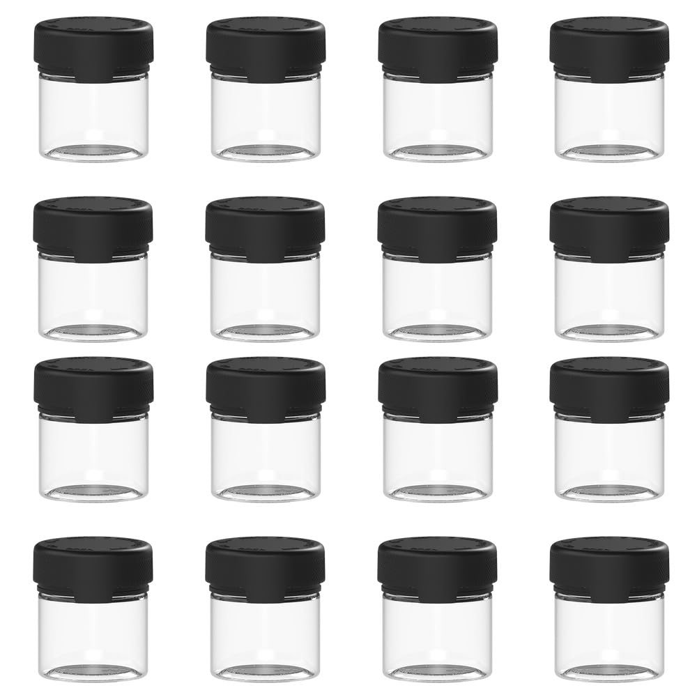 Chubby Gorilla 24-Pack 2OZ(60ML) Plastic Jars with Lids - Durable PET Containers, Child-Resistant Caps, Ideal for Storing Spices, Coffee, Baking Supplies, & More - Secure Storage with HoverGLIDE Seal