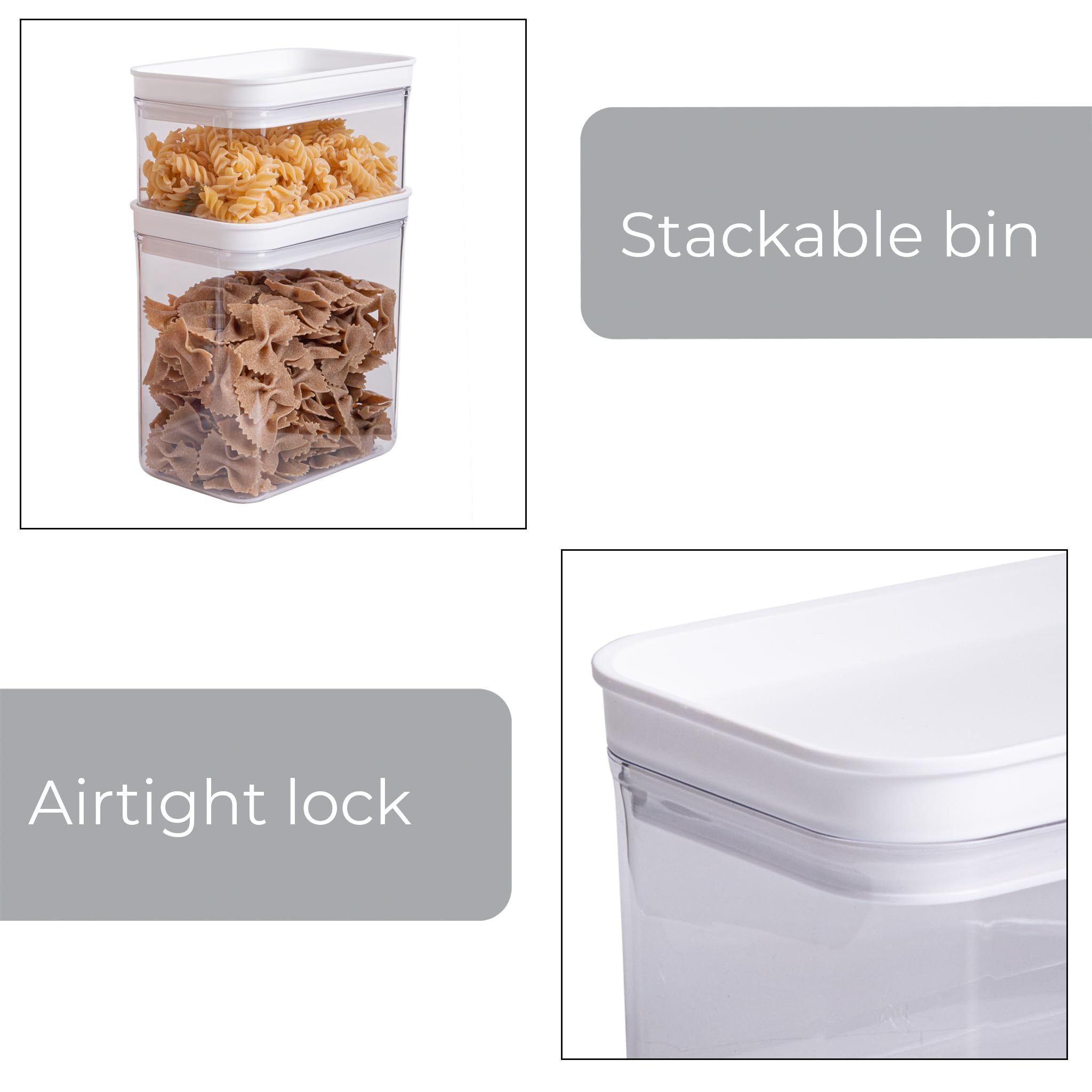 Generic SA Packing 2 Pack Mainstays Rectangular Plastic Food Storage Canister - Large - 6.61”W x 4.24”D x 9.8”H, clear