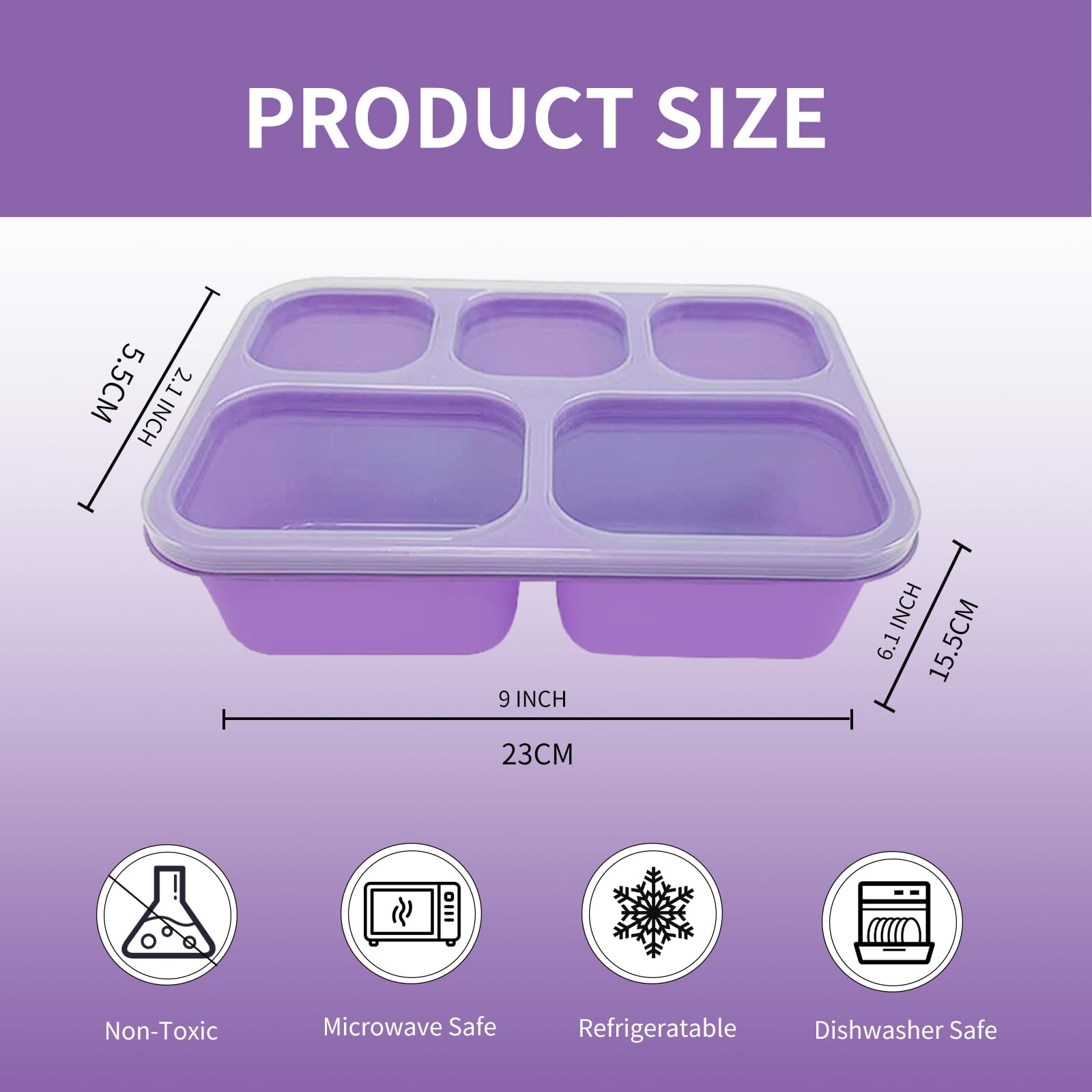 NOEAIKE 4 Pack Snackle Box Container,Lunchable Container Bento Box for Kids & Adult 5-Compartment Food Containers for Storage Fruit,Veggie,Charcuterie,Suitable Picnics,Party,School,Work and Travel
