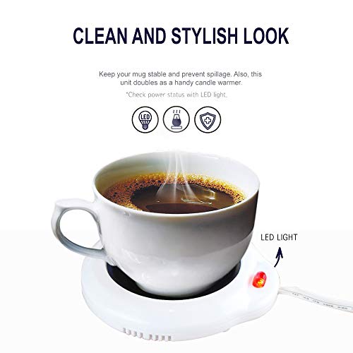 Eutuxia Mug Warmer for Home & Office. Great for Warming Up Cups, Coffee Mugs, Wax, and Beverages on Desks, Tables & Countertops. Electric Heated Plate Warms Quickly. Enjoy Hot Drinks on Cold Days.