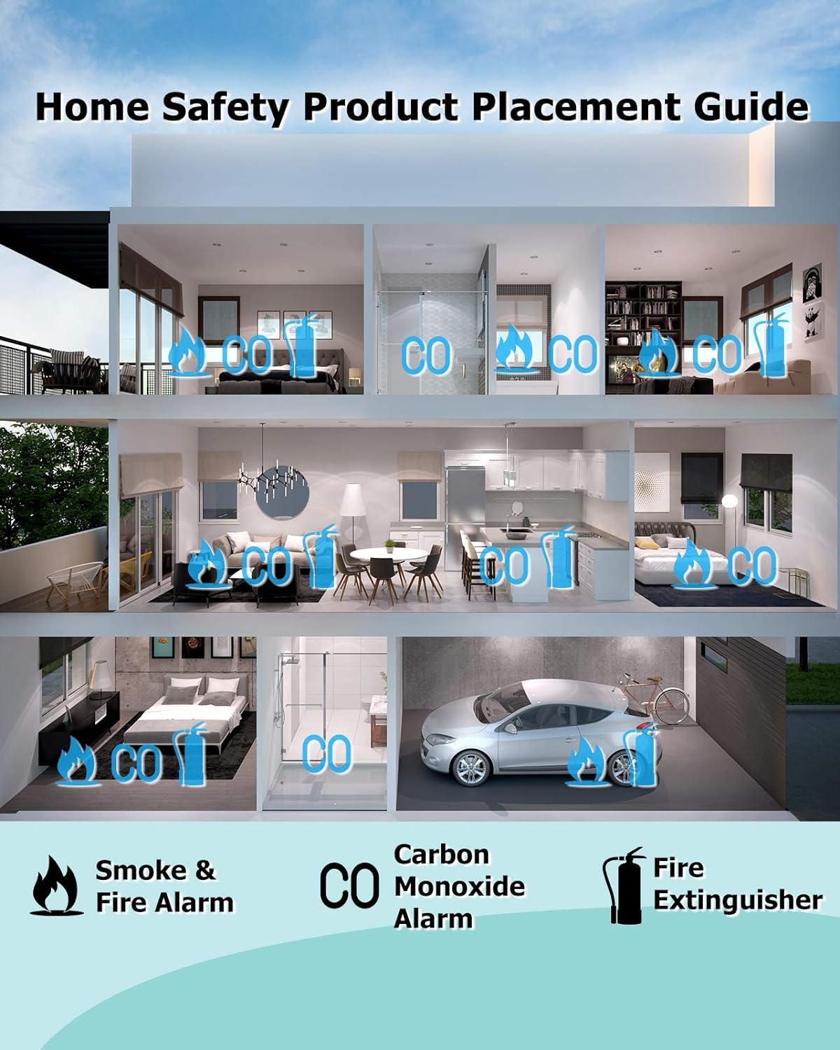 LSHOME 4 Pack Smoke Detector Fire Alarms 9V Battery Operated Photoelectric Sensor Smoke Alarms Easy to Install with Light Sound Warning, Test Button,9V Battery Included Fire Safety For home (GS526A-4)