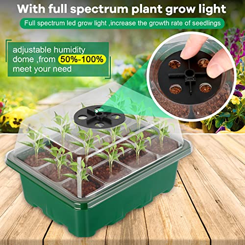 【2023 Upgraded】 Seed Starter Tray with Grow Light - 6 Pcs Seed Starter kit, Seedling Starter Trays with Humidity Dome, Mini Germination Kit for Seed Starting(12 Cell Per Tray)