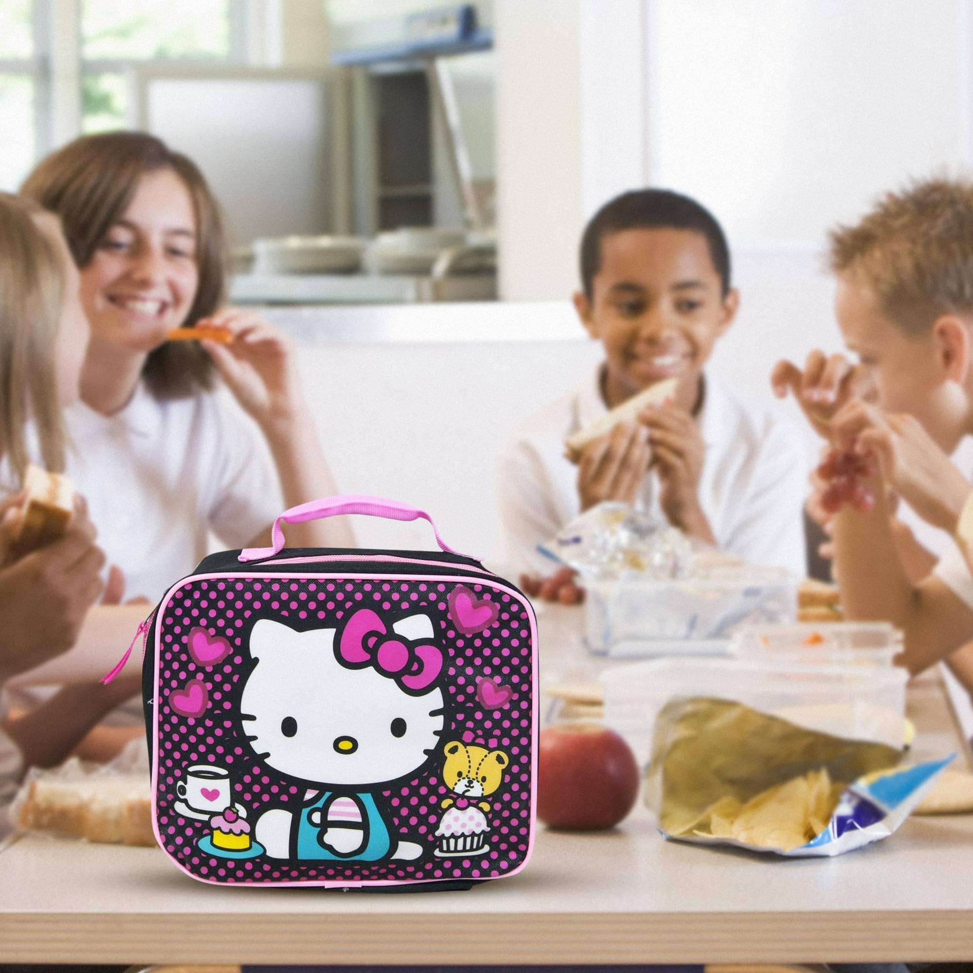 Fast Forward Hello Kitty Lunch Box Reusable and Insulated Lunch Bag for Kids, Girls, Boys, Unisex, Toddlers
