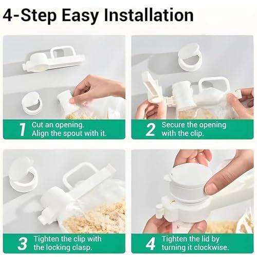 Food Bag Sealing Clip with Pour Spout, Chip Bag Clips, Chip Bag Clips Set, Seal Pour Food Storage Bag Clip for Snack,Oatmeal,Coffee,Potato Chips (4Pcs)