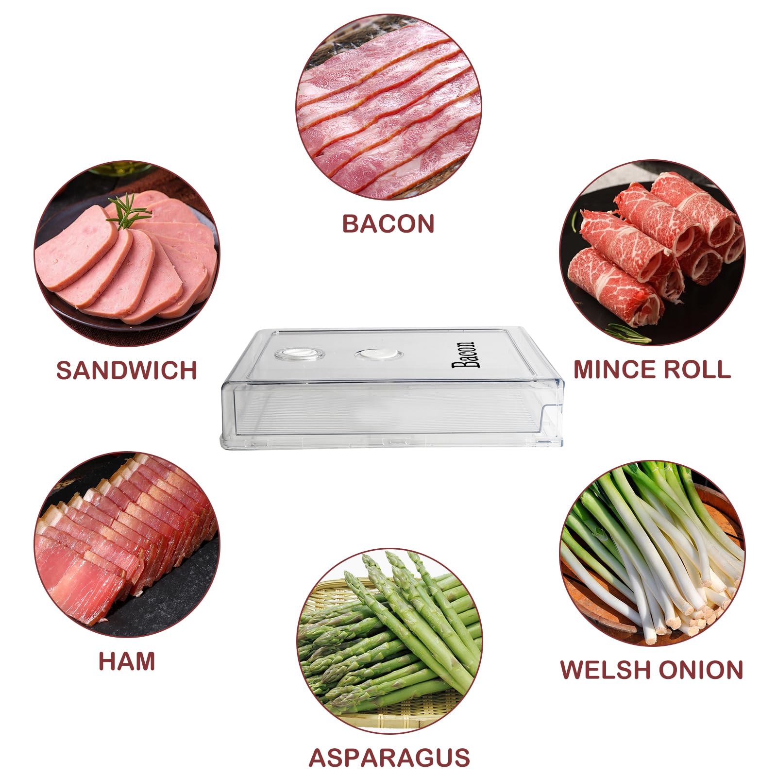 Xbopetda Bacon & Deli Meat Container for Fridge with Drawer, Stackable Cheese Container, Food Storage Organizer