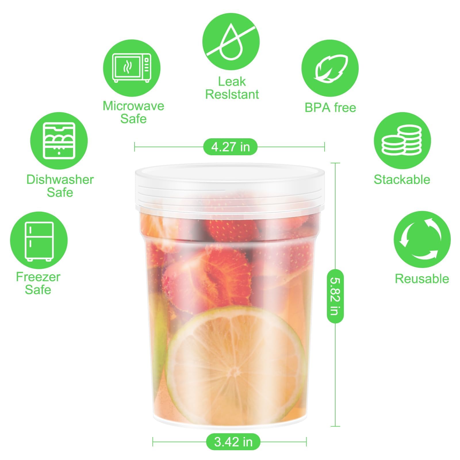 LEAWALK 32 oz Twist Top Deli Containers,Plastic Soup Freezer Food Storage Container With Lids, BPA Free,Leak Proof,Stackable,Microwave Dishwasher Safe-3 Pack