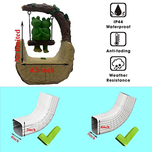 Outdoor Statue for Gutter Downspout Extension Decoration, Frog Couple Garden Statue & Sculpture Gutter Downspout Extender Guardian Accessory, Patio, Yard, Lawn Ornament Splash Block Decorative.