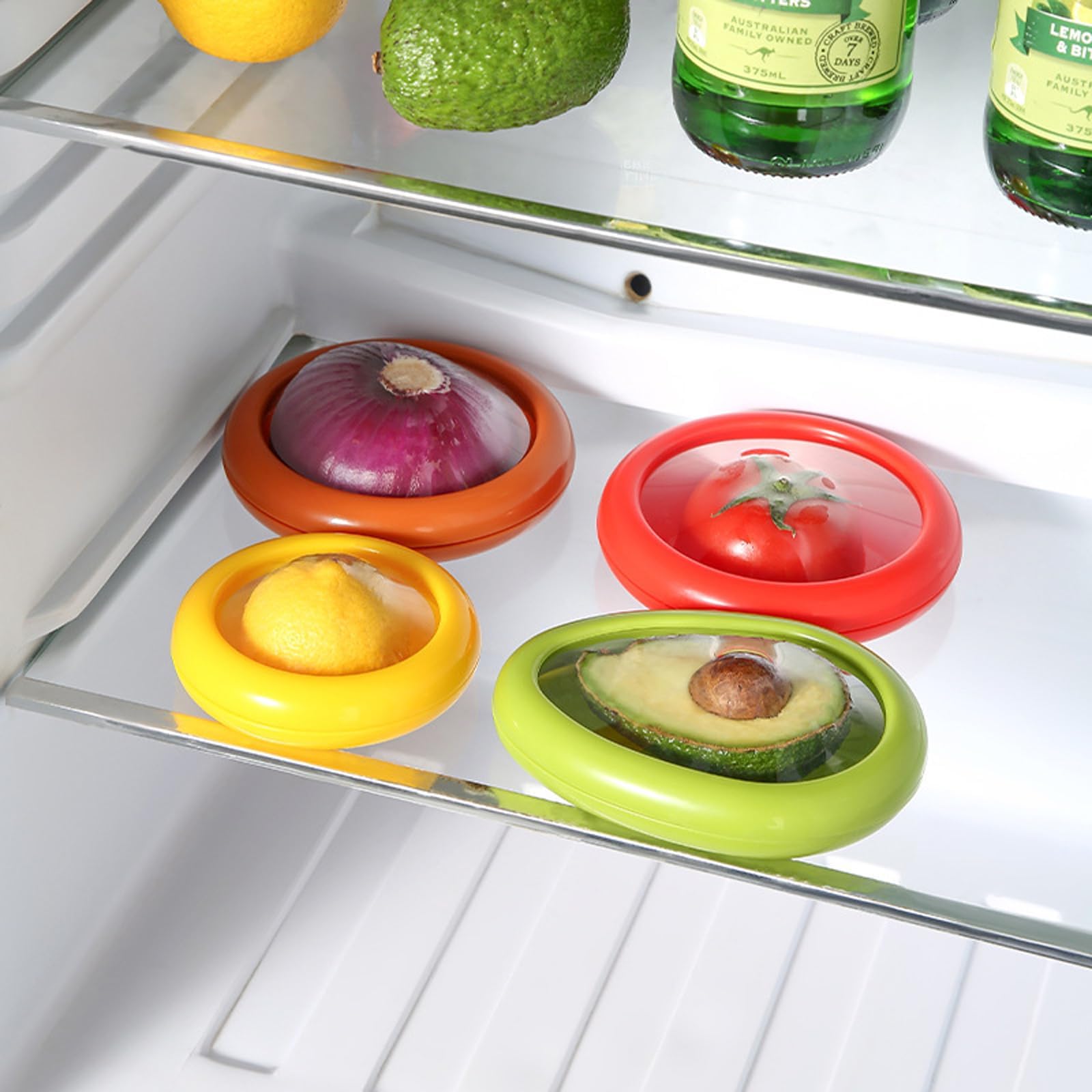 COHHFWPD Silicone Fruit Storage Box 4pcs, Reusable Silicone Fruit Storage Containers for Fridge, Keep Fresh Vegetable, Fruit and Meat