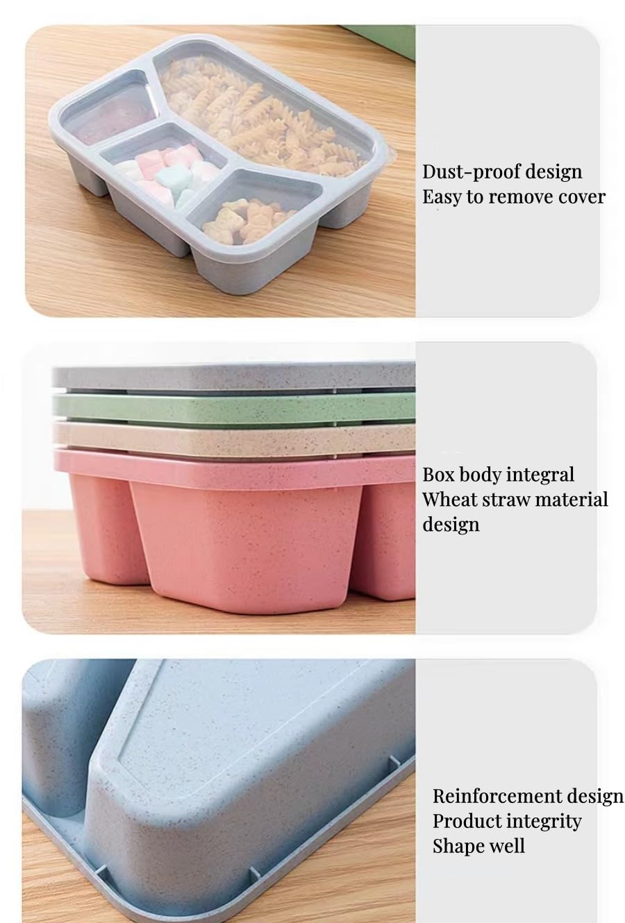 cozinester Meal Prep Containers - Versatile 4 Compartment Snack Containers for Efficient Lunch Storage - Durable and Reusable Lunch Containers for Organized Meal Planning (Pack of 4)