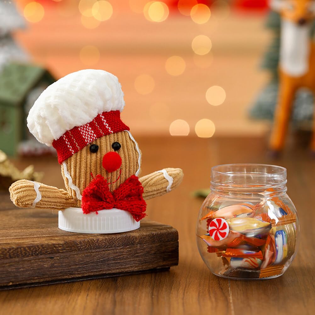 EUBUY 2Pcs Christmas Candy Jar with Gingerbread Man Shape Xmas Gingerbread Storage Organizer Xmas Cookie Jars Candy Box Christmas Party Snowman Container Gingerbread Decorations