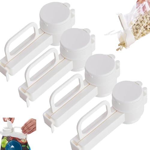 Food Bag Sealing Clip with Pour Spout, Chip Bag Clips, Chip Bag Clips Set, Seal Pour Food Storage Bag Clip for Snack,Oatmeal,Coffee,Potato Chips (4Pcs)