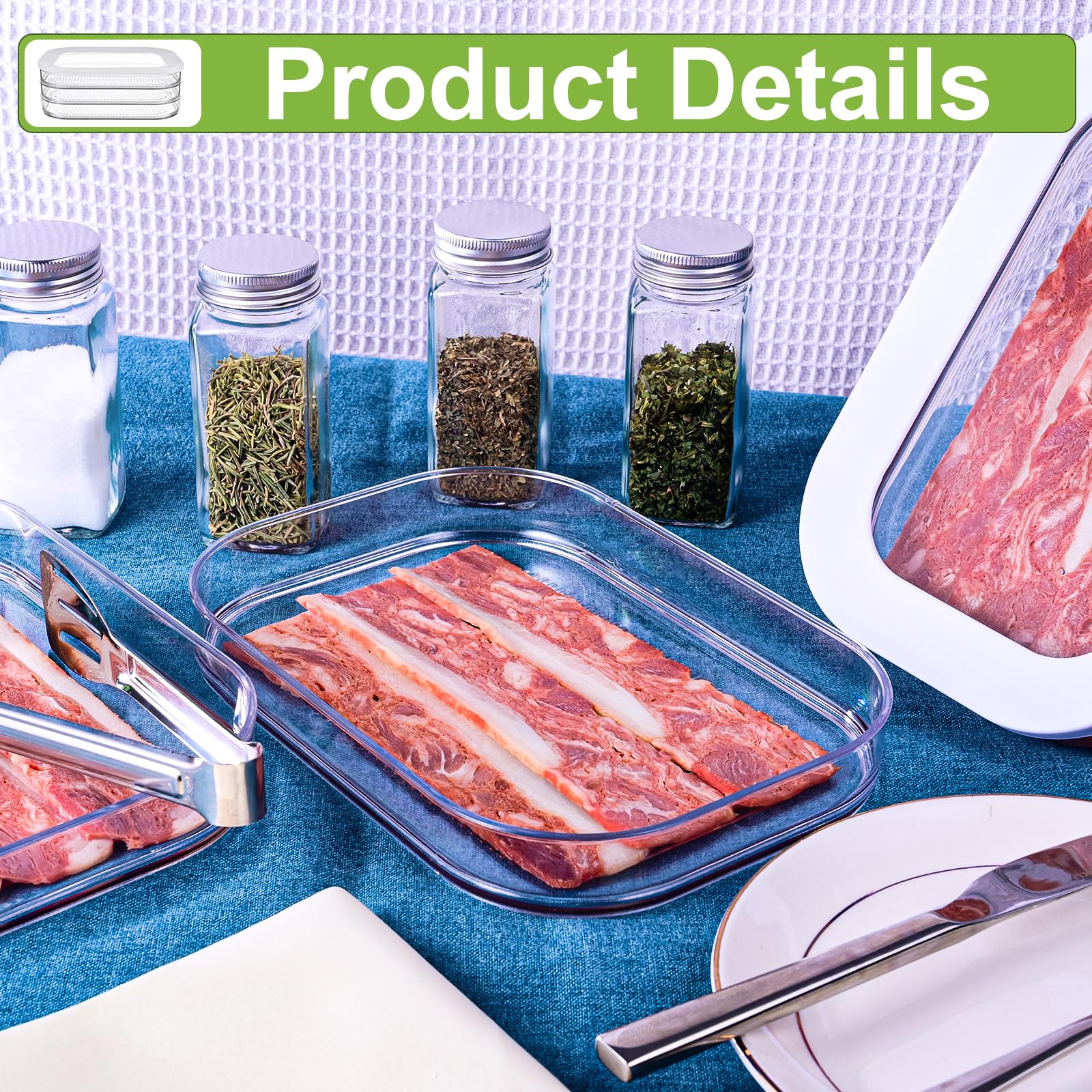 JolliKids 2 Pack Deli Meat Container for Fridge, Organizer Bacon Containers for Refrigerator, Stackable Food Storage Boxes with Lids and Food Tongs for Lunchmeat, Cold Cuts, Salami, BPA Free