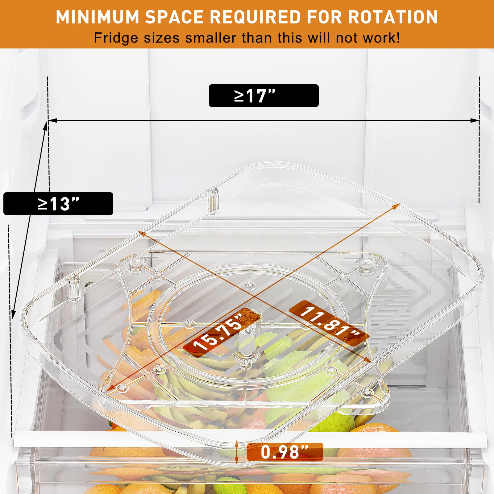 SPACEKEEPER Lazy Susan Turntable Organizer for Fridge Organization and Storage, Rectangle Turntable Lazy Susan Spice Rack for Cabinet Pantry Countertop Fridge Organizers, 2 Pack